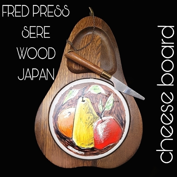Vintage | Dining | Vintage Fred Press Sere Wood Japan Cheese ...
